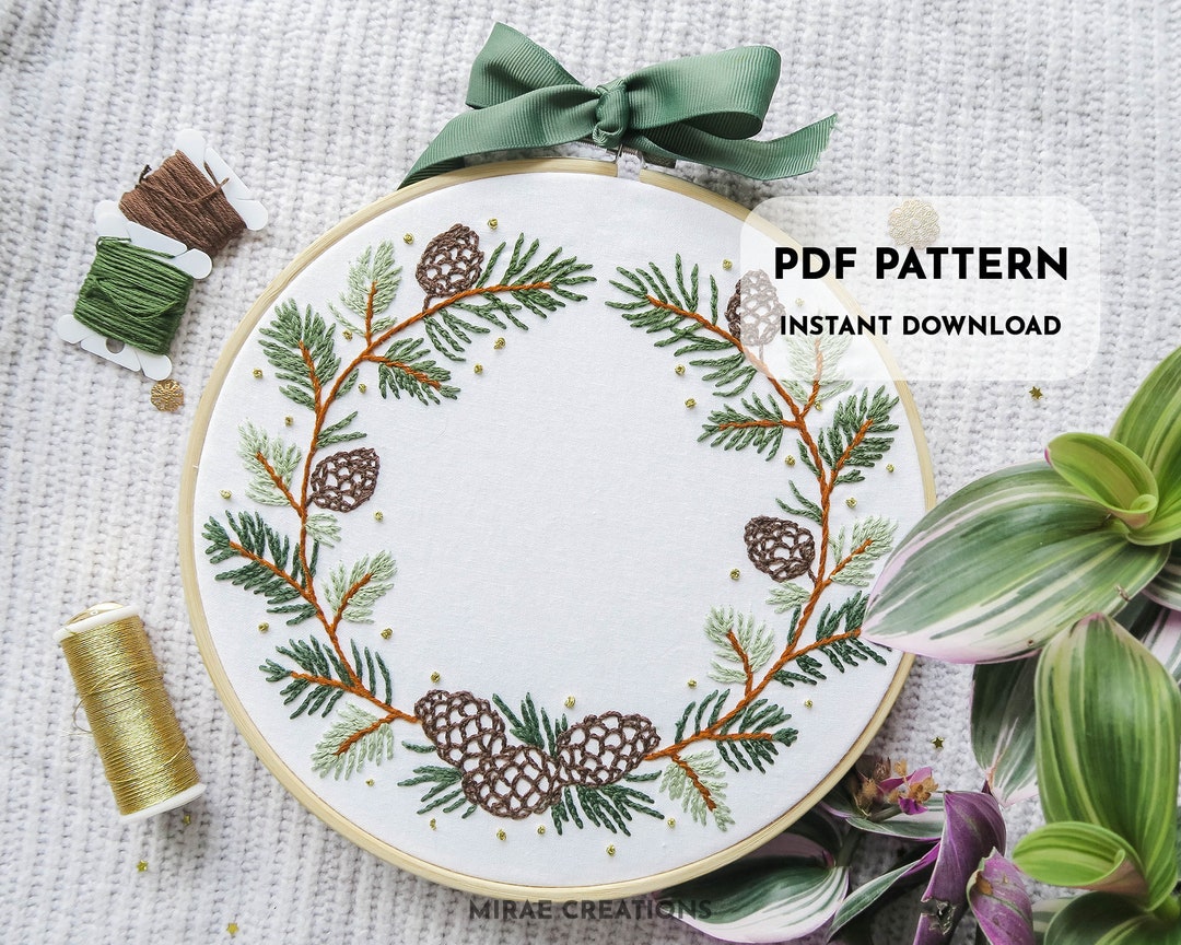 Winter Wreath Embroidery Pattern Stitch Guide Winter - Etsy