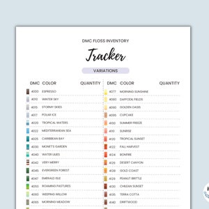 Printable DMC Color Inventory Tracker Aesthetic Inventory Tracker DMC ...