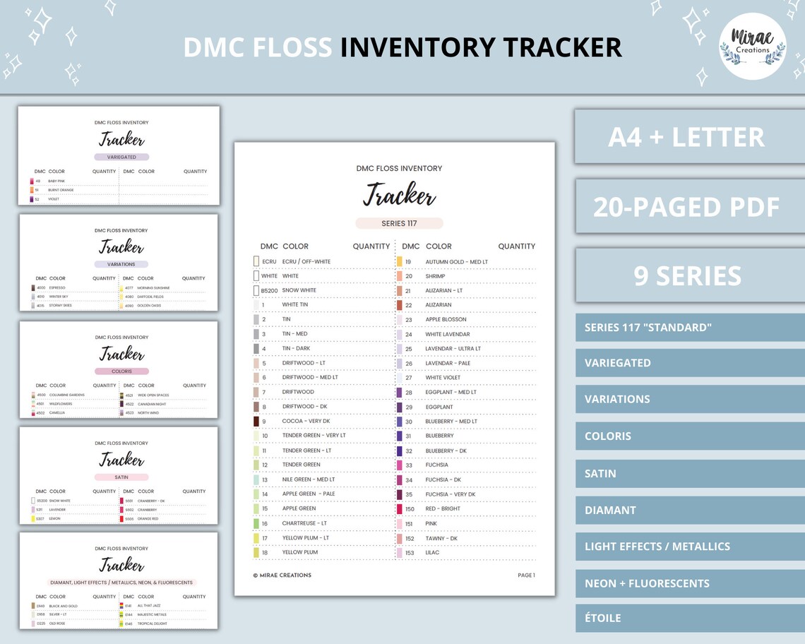 Printable DMC Color Inventory Tracker Aesthetic Inventory | Etsy Canada