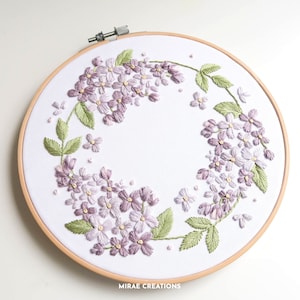 Lilac Wreath Embroidery Pattern and Stitch Guide | Floral Embroidery ...
