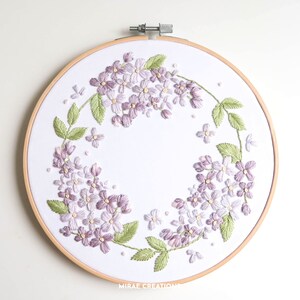 Lilac Wreath Embroidery Pattern and Stitch Guide | Floral Embroidery ...