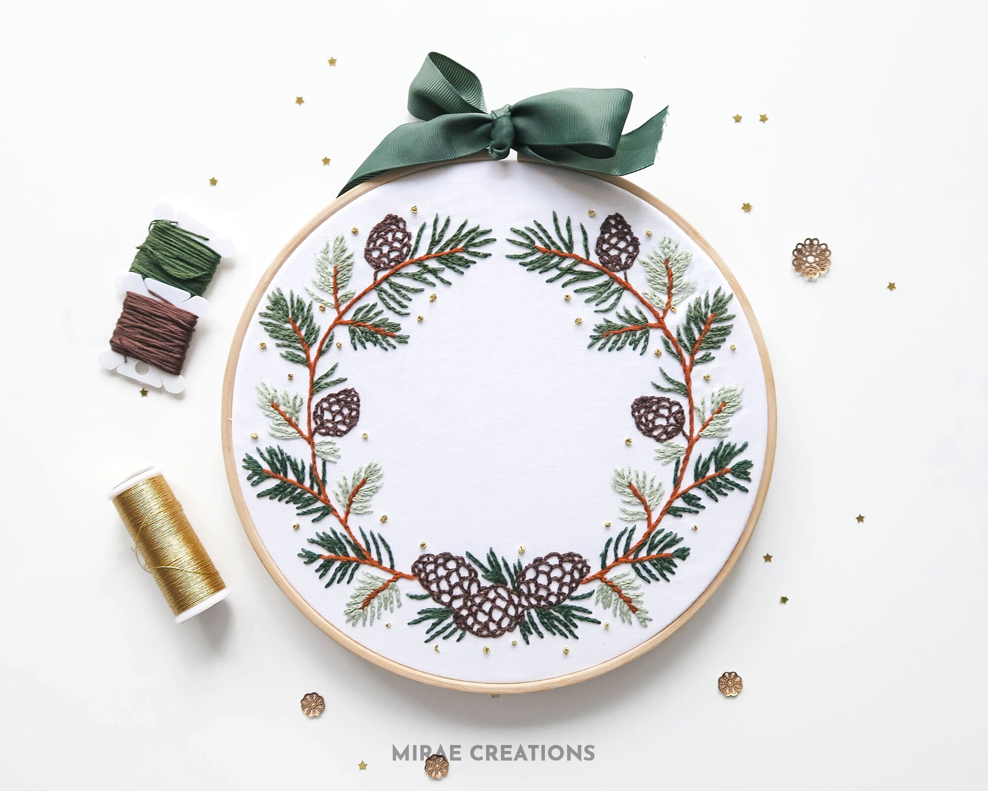 Winter Wreath Embroidery Pattern Stitch Guide Winter - Etsy