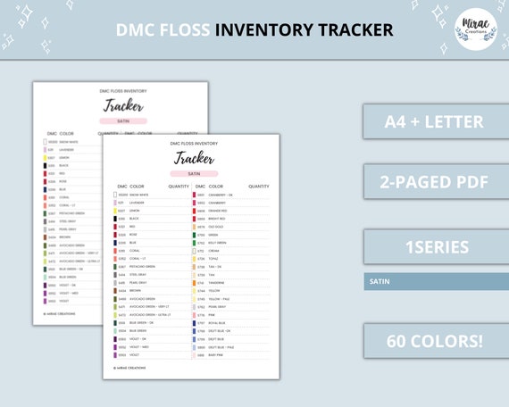 Printable DMC Color Inventory Tracker Aesthetic Inventory - Etsy