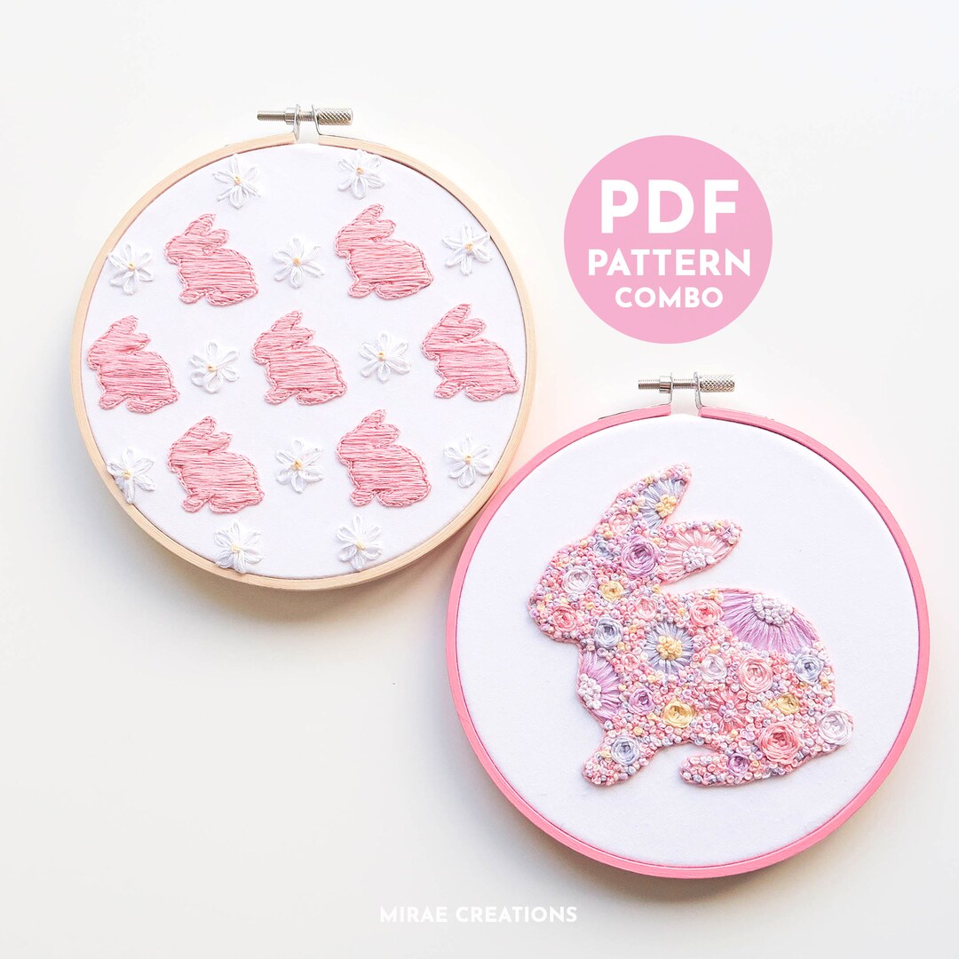 Bunny Embroidery Pattern and Stitch Guide | Easter Bunny Embroidery ...