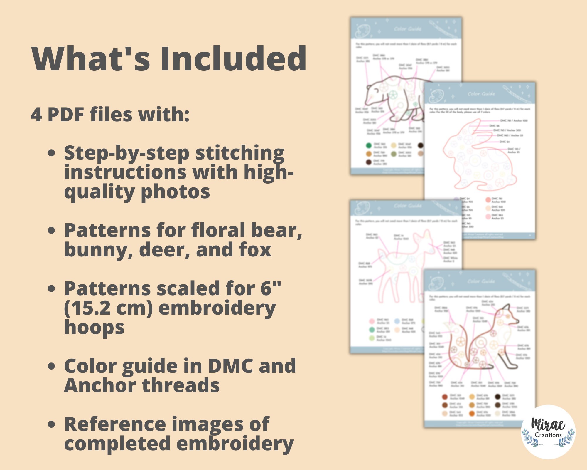 Woodland Animal Hand Embroidery Pattern and Stitch Guide - Etsy Australia