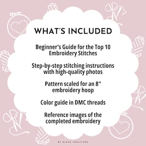 Full Beginner Embroidery PDF Pattern + Stitch Guide | Basic Embroidery ...