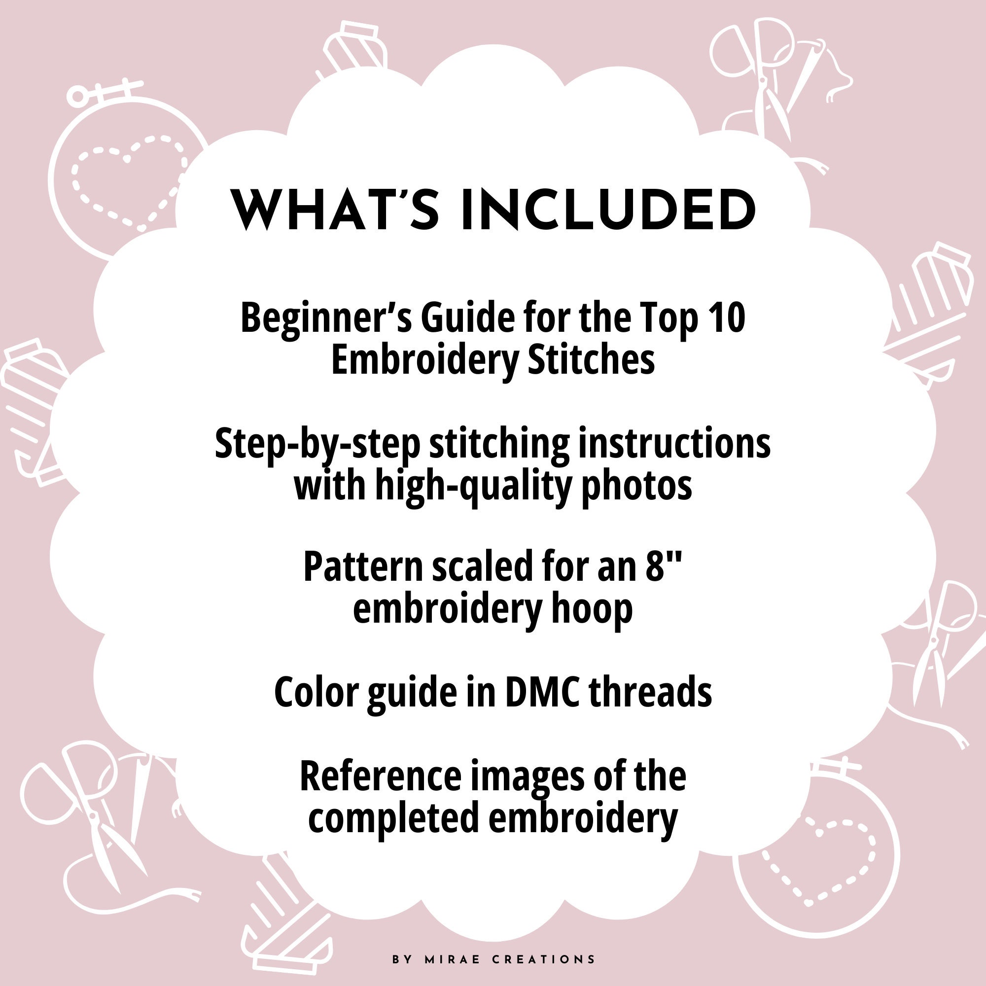 Full Beginner Embroidery PDF Pattern + Stitch Guide | Basic Embroidery ...