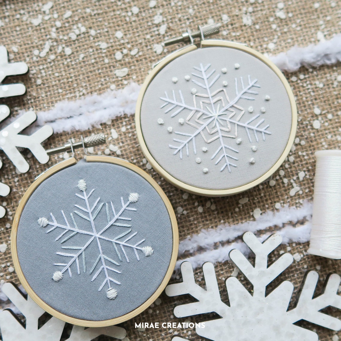 10 Snowflake Tree Ornaments Embroidery Pattern + Stitch Guide | Winter ...
