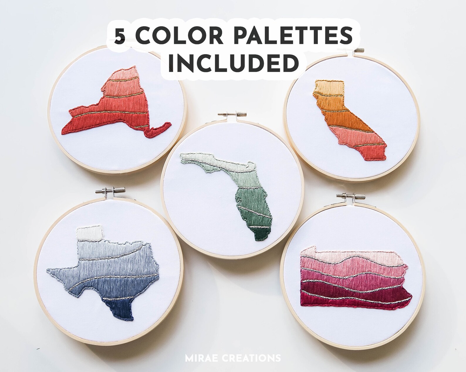 50 USA States Embroidery Pattern and Stitch Guide Hand - Etsy