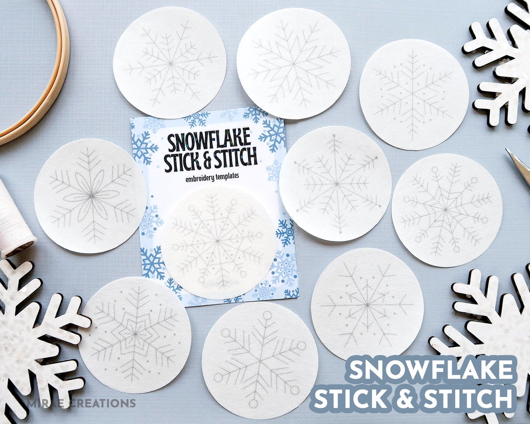 Set of 10 Snowflake Stick and Stitch Embroidery Stickers - Etsy