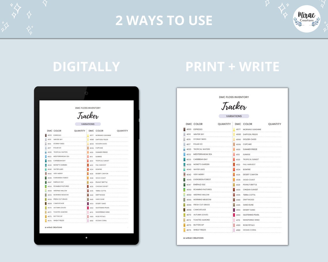 Printable DMC Color Inventory Tracker Aesthetic Inventory - Etsy