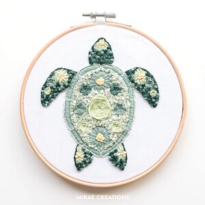 Floral Turtle Hand Embroidery Pattern and Stitch Guide Sea Turtle ...