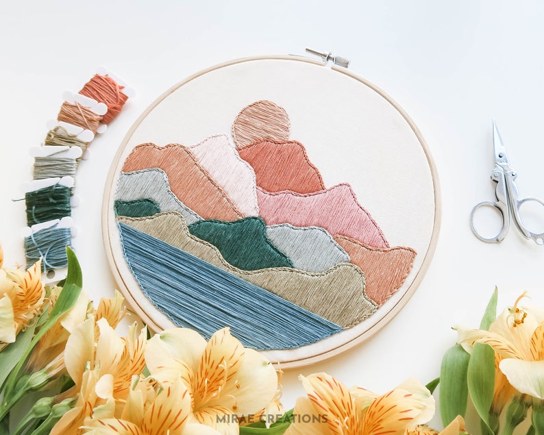 Mountain Embroidery Pattern and Stitch Guide Nature - Etsy