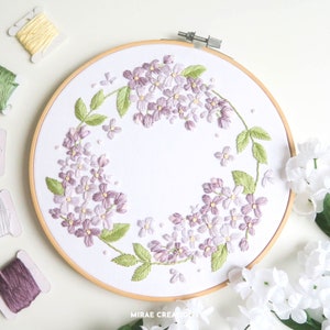 Lilac Wreath Embroidery Pattern and Stitch Guide | Floral Embroidery ...