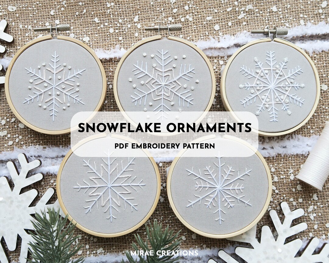 Snowflake Tree Ornaments Embroidery Pattern Stitch Guide Winter ...