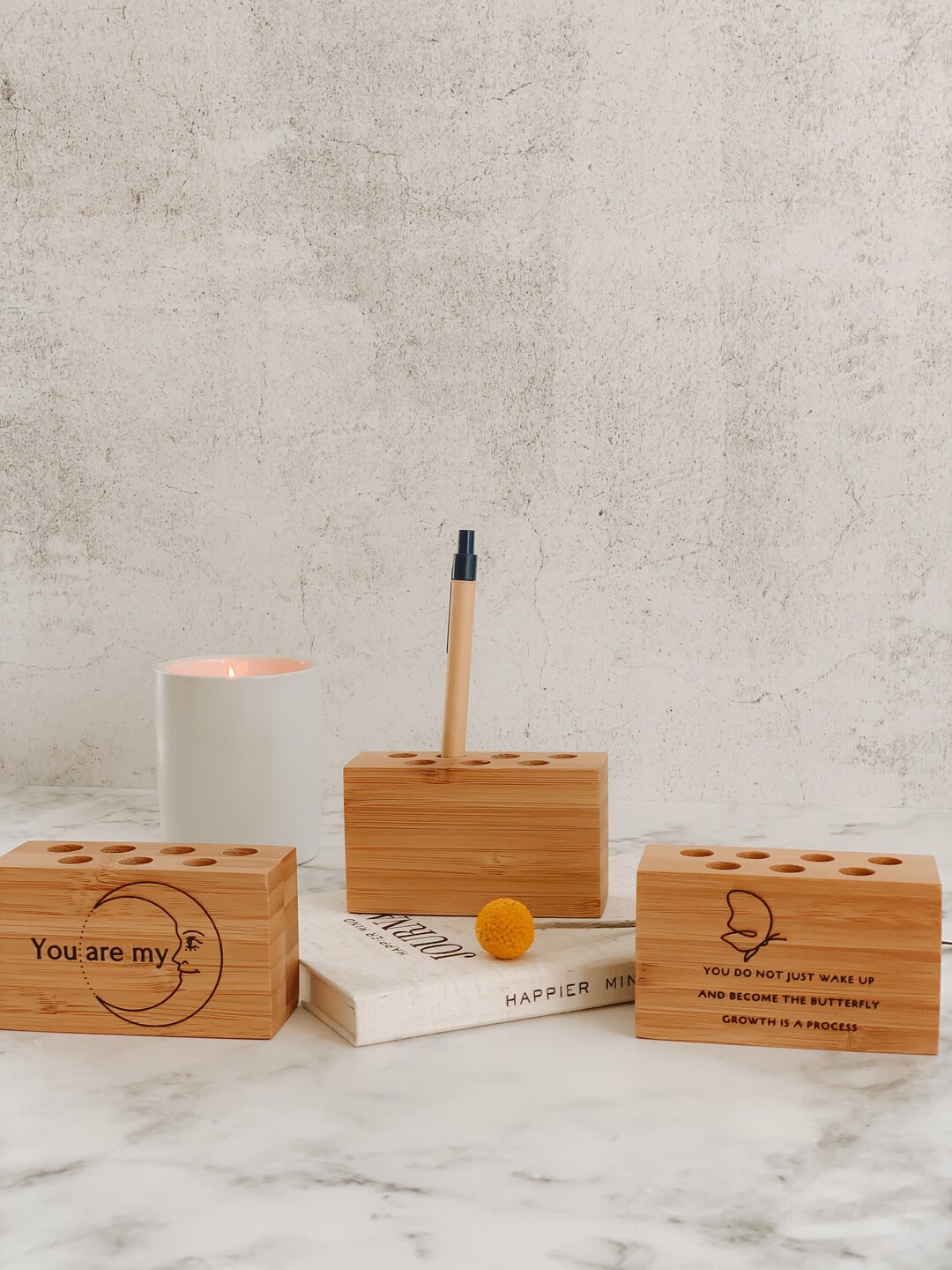 Handmade Customized Pen Holder Premium Wood Custom Pencil Holder ...