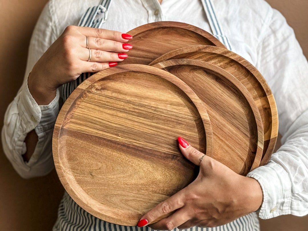 Premium Acacia Wood Dinner Plates | Perfect Christmas Gifts | Gifts for ...