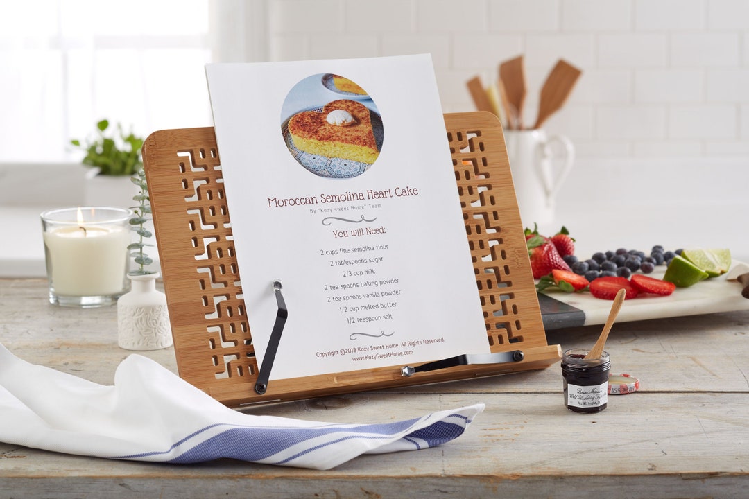 Wood Recipe Stand Wooden Cookbook Stand Gift Set for Chefs Book Stand ...