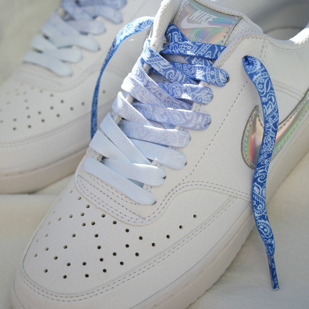 Blue Bandana Pattern Shoelaces for Sneakers, Flat Shoe Laces, Trendy ...