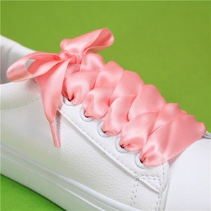 FREE SHIPPING, Satin Ribbon Shoelaces, 3/4 In, Pink, Dark Blue, Purple ...