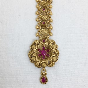 Maang Tikka Gold Ruby India Bridal Tikka PREMIUM Antique Gold Plated ...