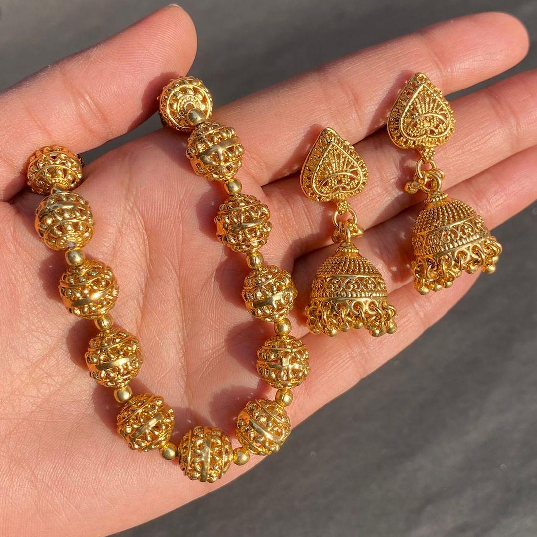 Indian Necklace Matar Mala 22k Gold Plated Antique Necklace South ...