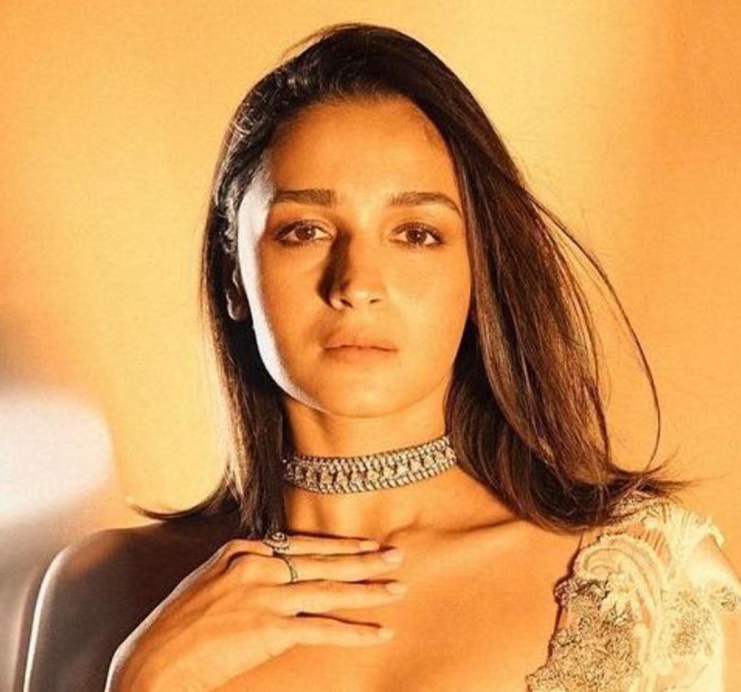Alia Bhatt Inspired Necklace PREMIUM American Diamond Statement India ...