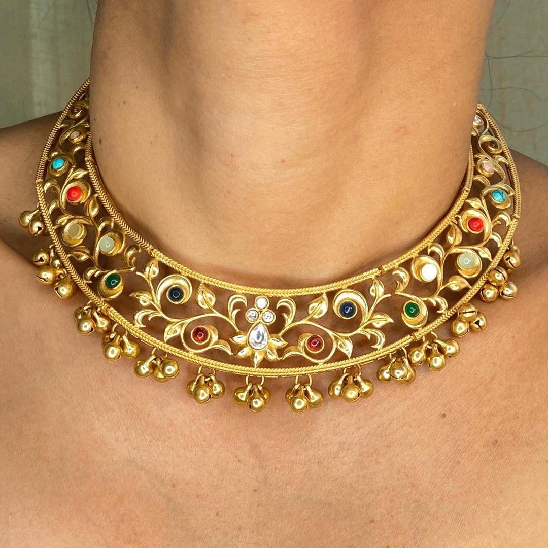 Navratan Necklace Sabyasachi Inspired PREMIUM Kundan Polki Necklace 22k ...