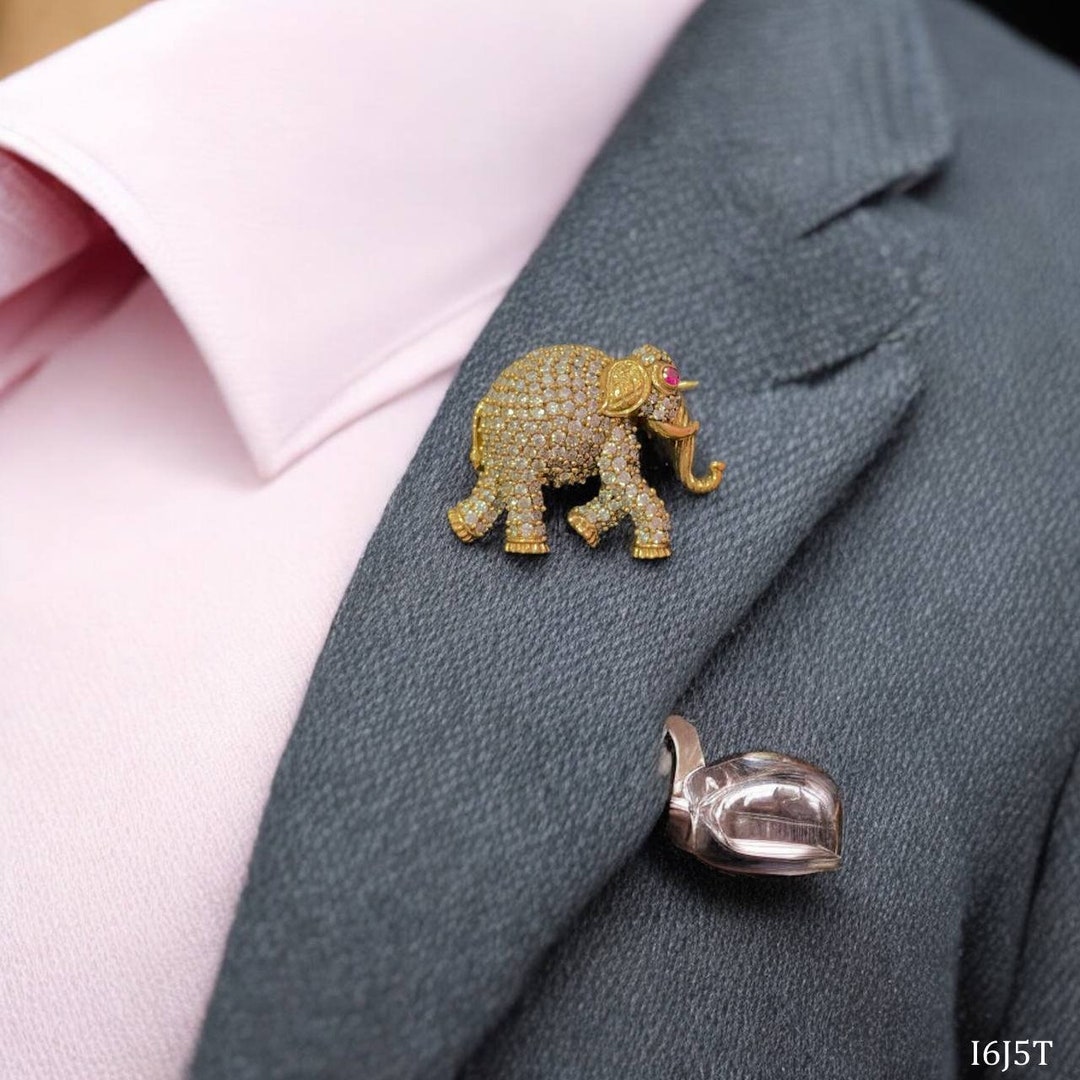 Elephant Brooch for Men Diamond Brooches Indian Brooches Pin Statement Brooch for Women Antique ...