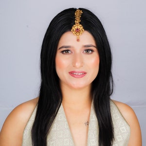 Maang Tikka Gold Ruby India Bridal Tikka PREMIUM Antique Gold Plated ...