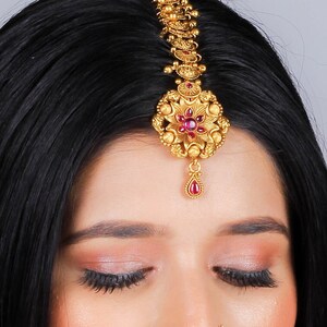 Maang Tikka Gold Ruby India Bridal Tikka PREMIUM Antique Gold Plated ...