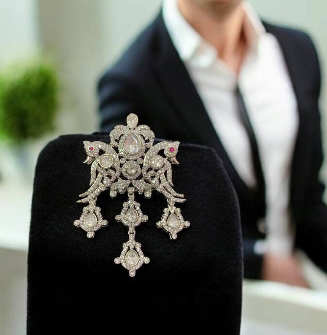 Men Brooches for Men Victorian Polki Diamond Brooch Peacock Brooch ...