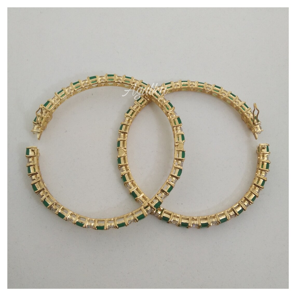 Emerald Bangle Bracelet CZ Diamond Bracelet Gold Plated | Etsy