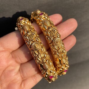 Indian Kada Bangles South Indian Jewelry 22k Gold Plated Indina Bangles ...