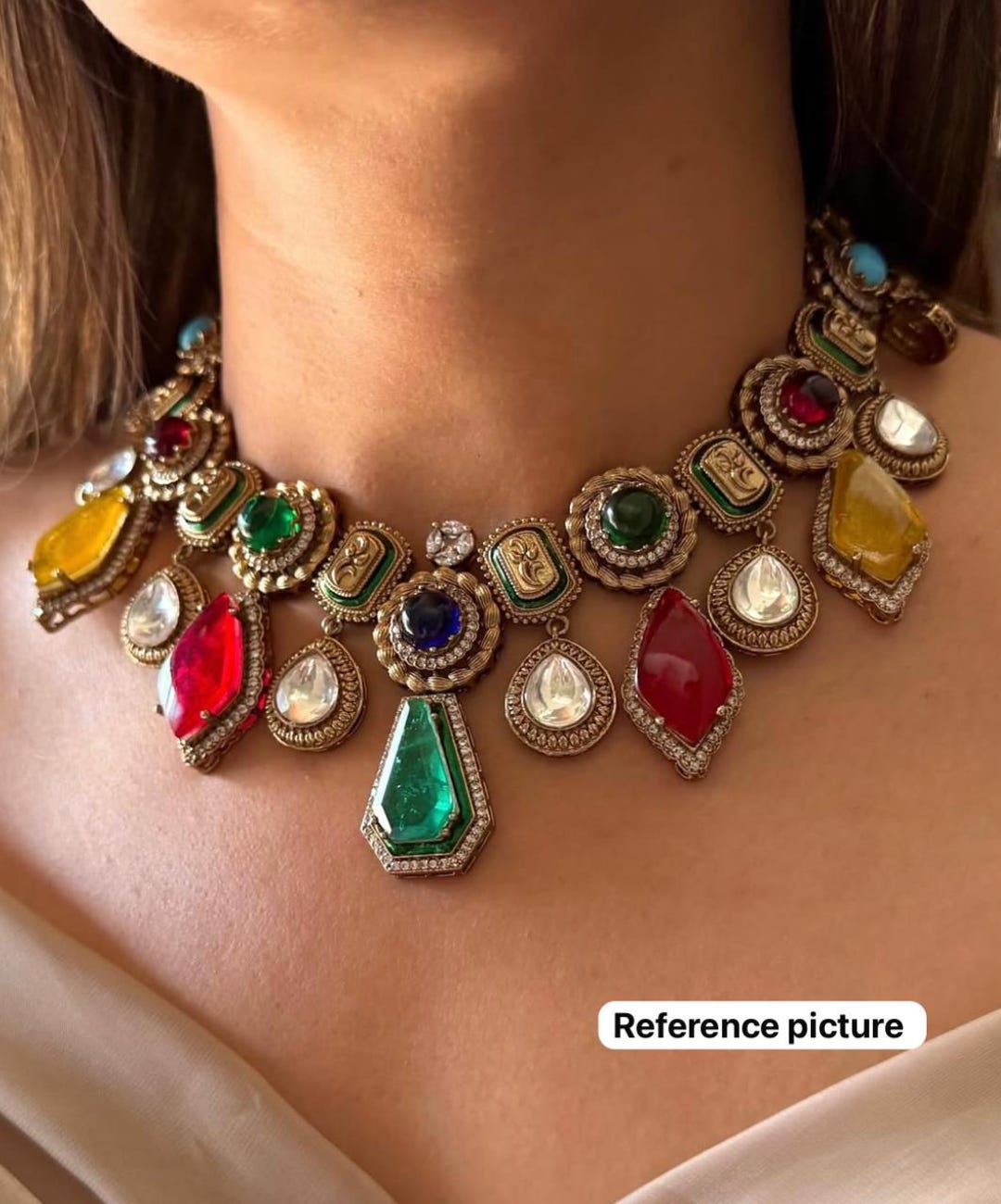 Navratan Necklace Sabyasachi Jewelry Polki Choker Moissanite Polki ...