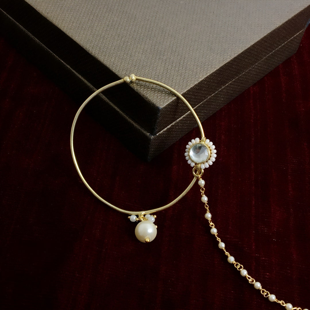 Nath Nose Ring Gold Bridal Naath Pearl Nath Pakistan Nose Ring Etsy