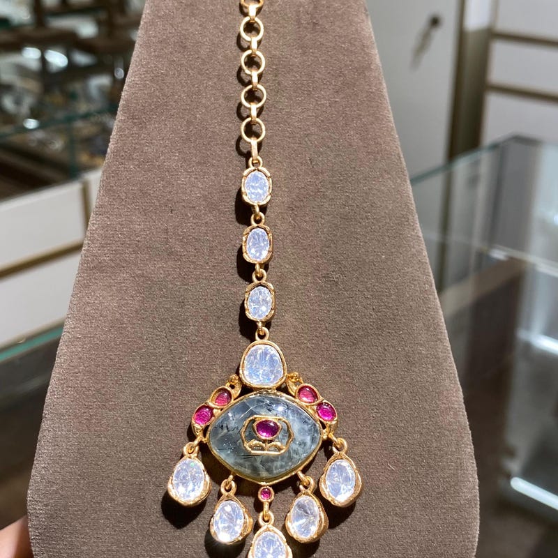 Ruby Pink Polki Tikka - Etsy