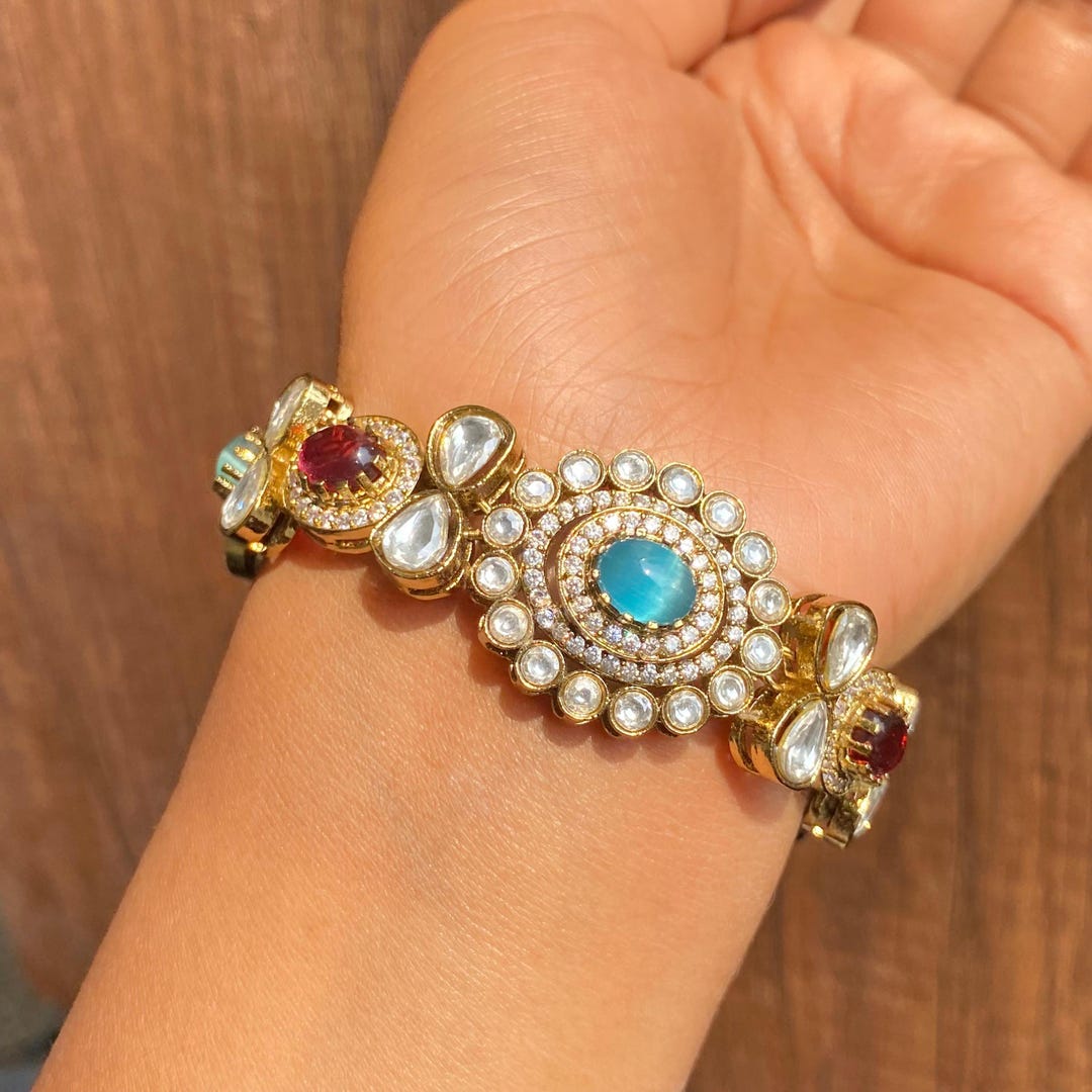 Navratan Bangles Sabyasachi Inspired Indian Kada Victorian Polki ...