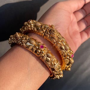Indian Kada Bangles South Indian Jewelry 22k Gold Plated Indina Bangles ...