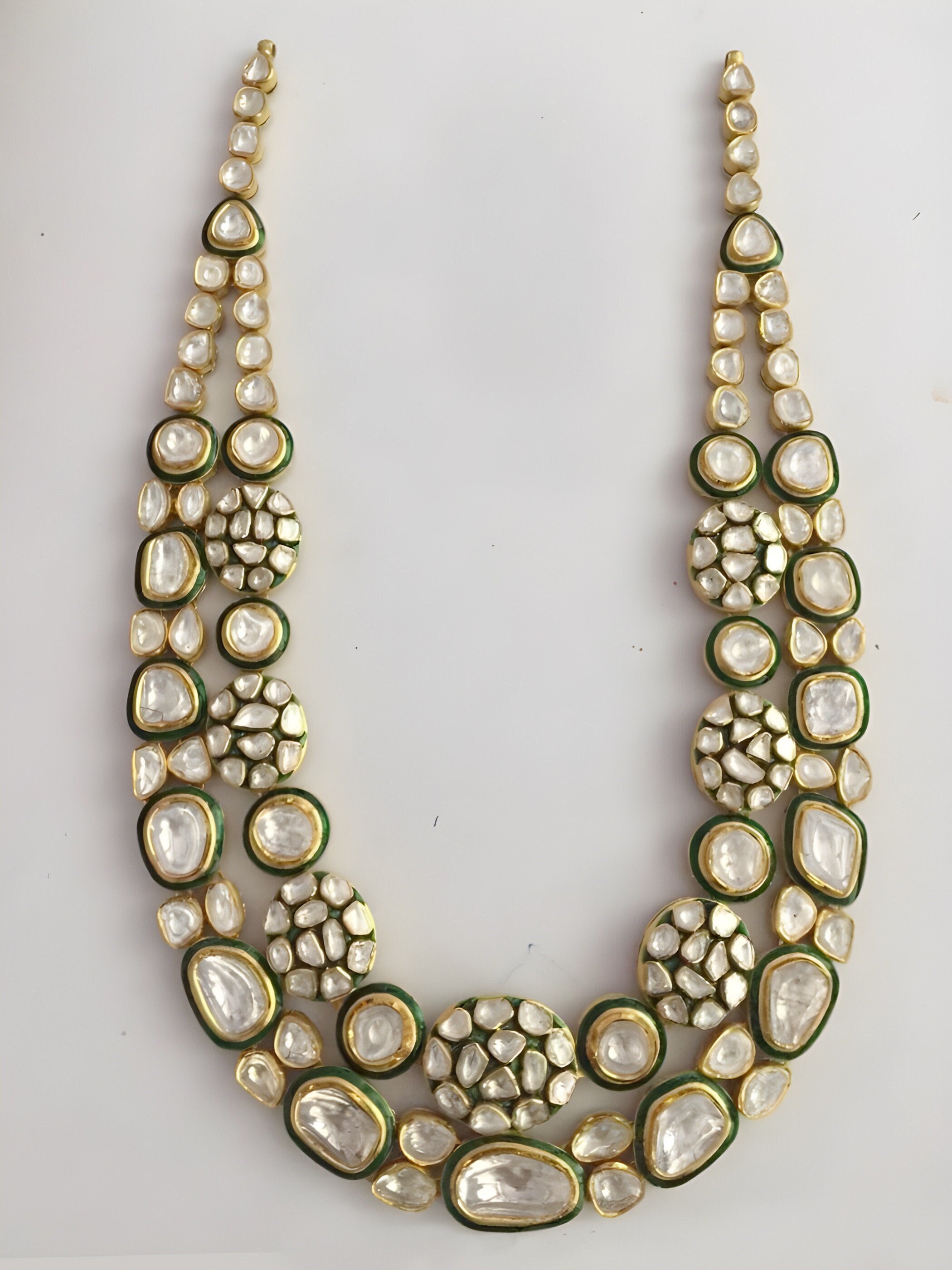 Polki Jewelry Grun Kundan Halskette Lange Jadau Kundan Braut Set Sabyasachi Inspiriert Moissanite Polki Diamant Choker Hochzeits Set Geschenke Etsy