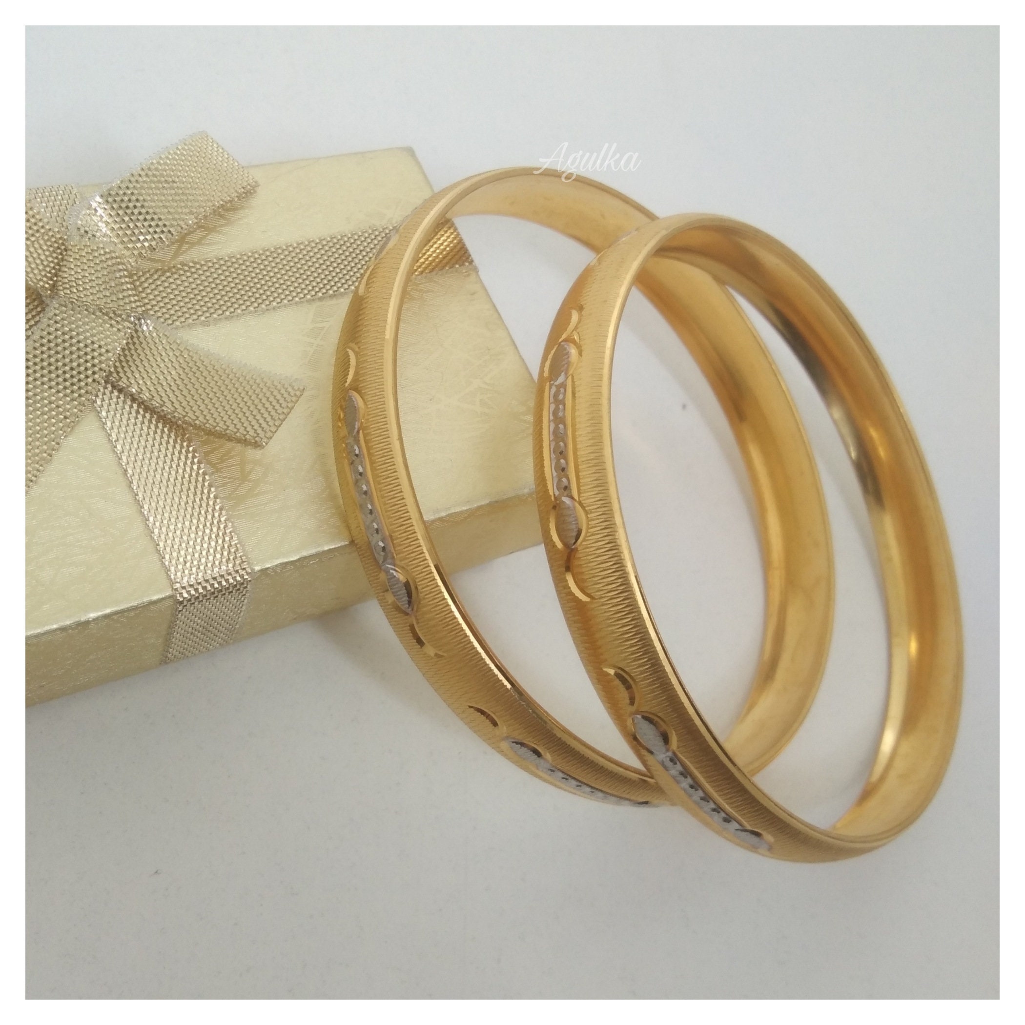 Temple Bangles Gold Plated Bangles Two Tone Bracelet | Etsy