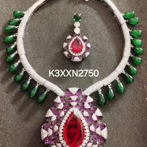 American Diamond Malaika Arora Necklace LUXURY India Jewelry Statement ...