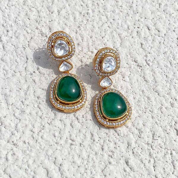 Emerald Green Kundan Earring - Etsy