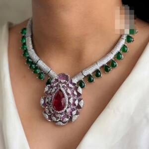American Diamond Malaika Arora Necklace LUXURY India Jewelry Statement ...