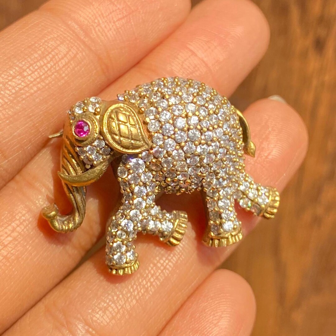 Indian Brooch Elephant Brooch for Men Diamond Brooches CZ Statement ...