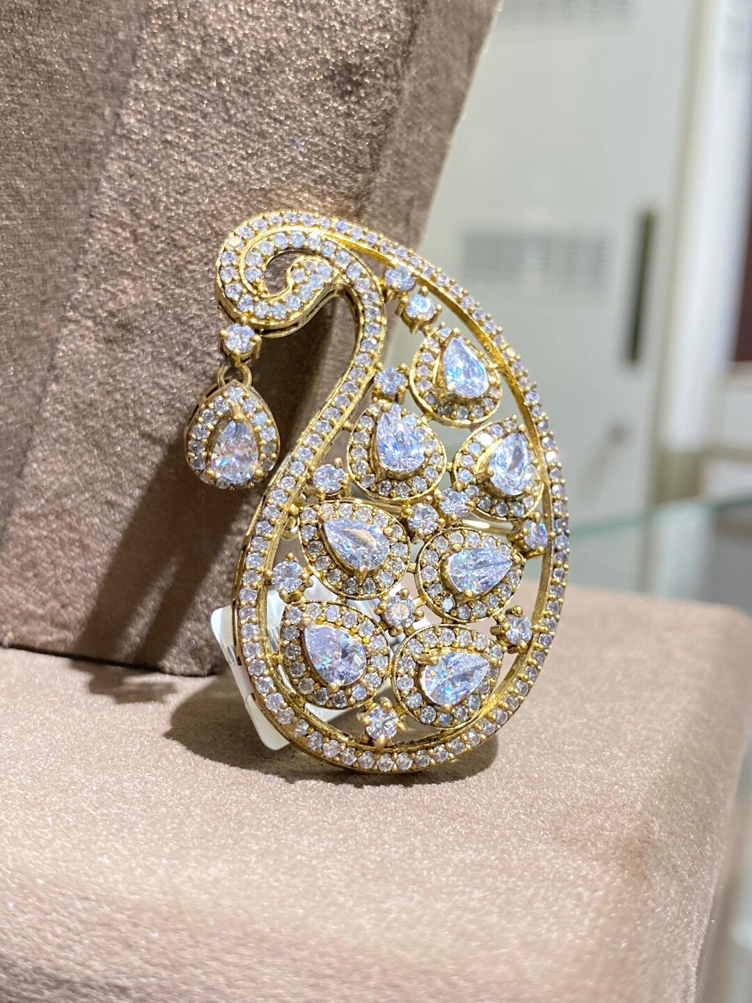Brooch for Men Indian Wedding Brooche Moissanite Polki Victorian Brooch ...