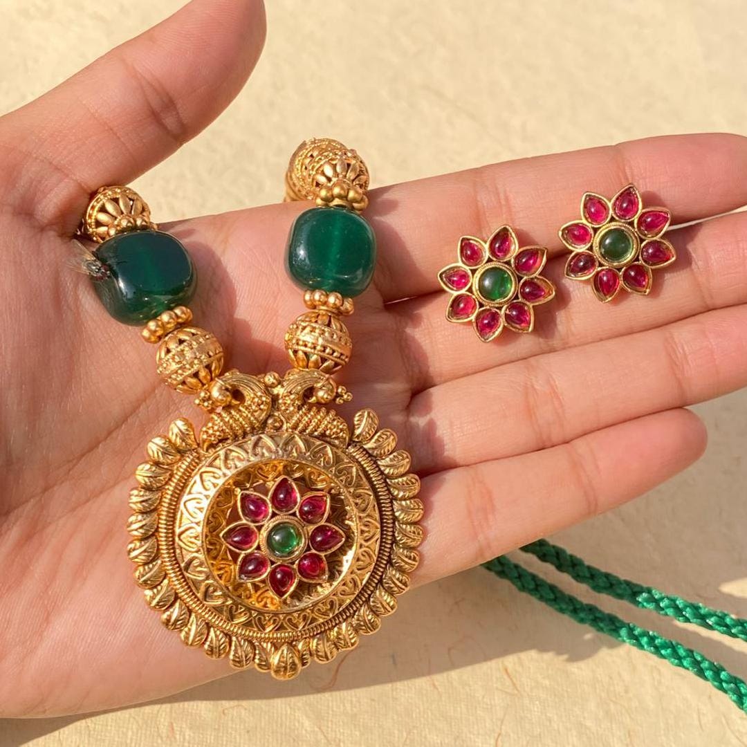 India Necklace Matar Mala 22k Gold Long India Antique Matar Mala ...