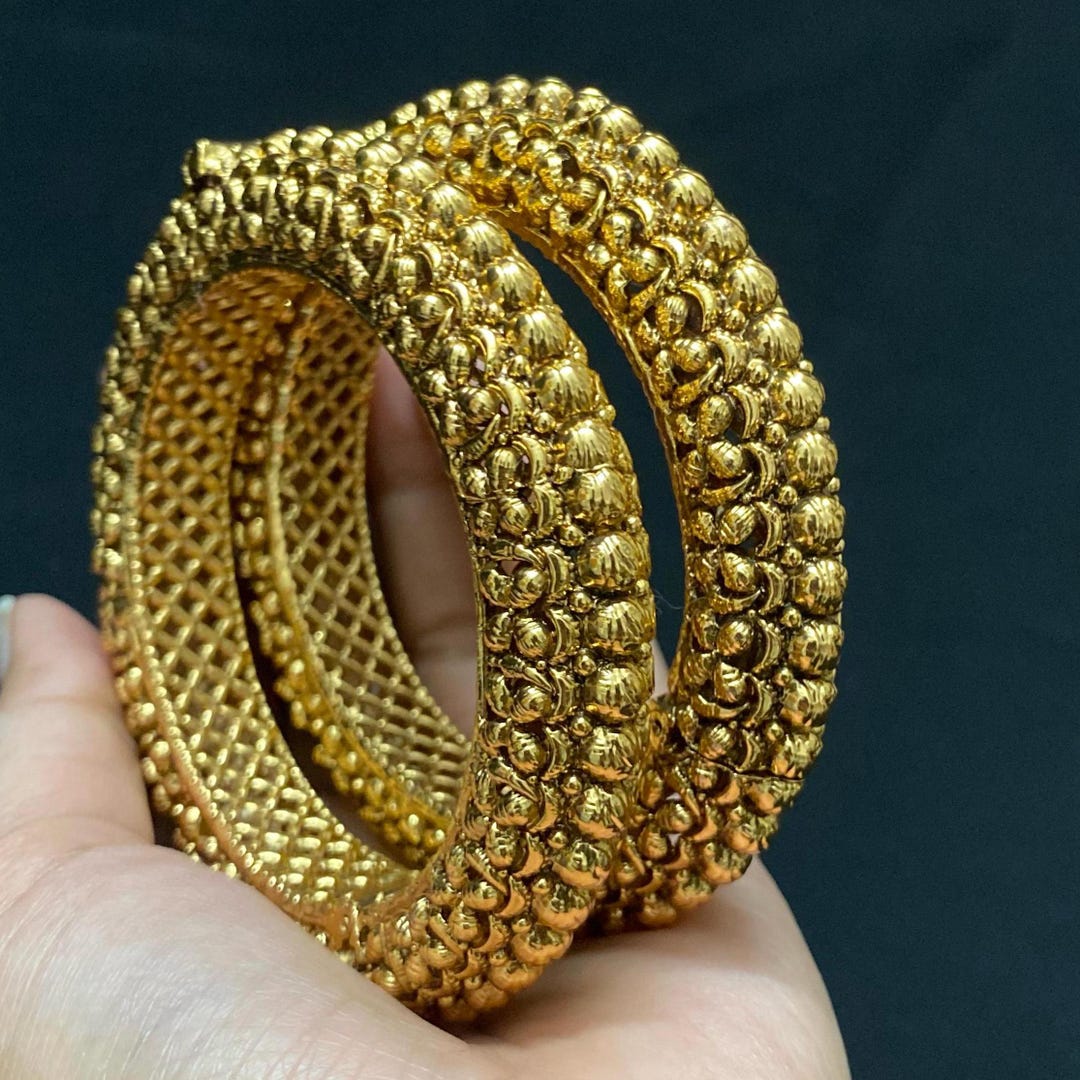 22k Gold Plated Kada Bangles Indian Bangles South Indian Jewelry Temple ...