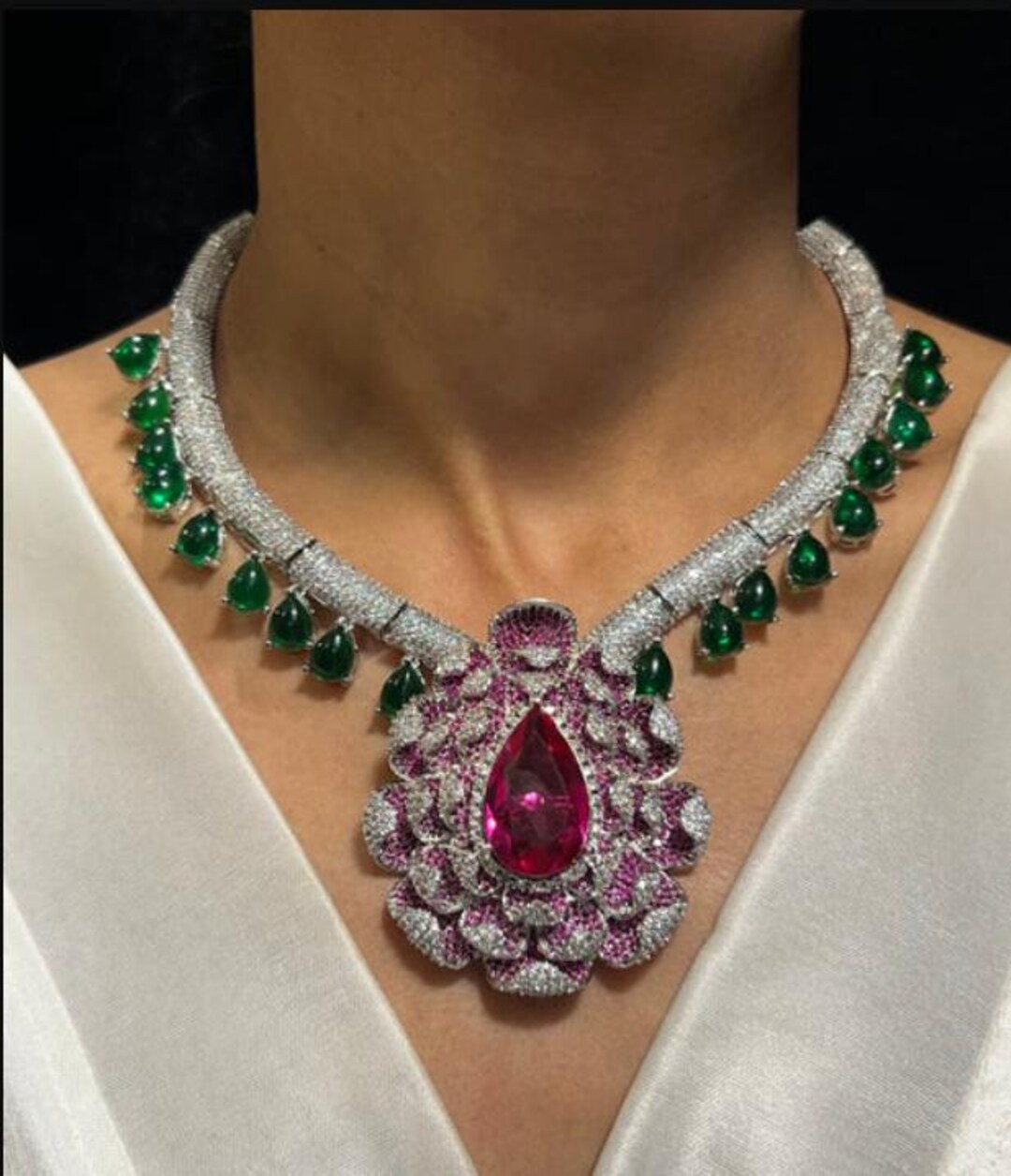 American Diamond Malaika Arora Necklace LUXURY India Jewelry Statement ...