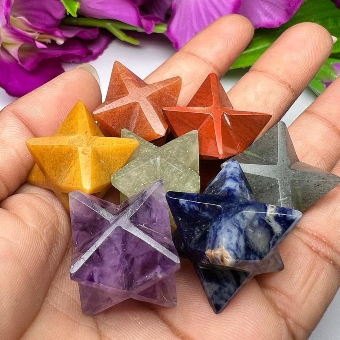 7 Chakra Merkaba Set Metaphysical Healing Natural Crystal Stone Hand ...